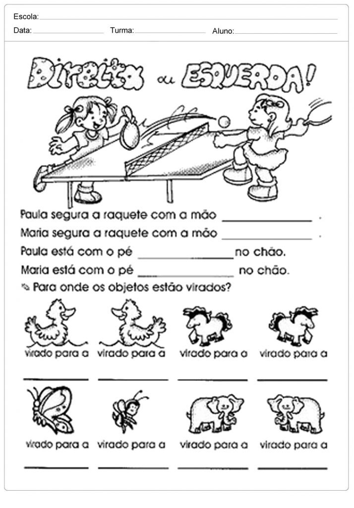 Atividades de Lateralidade: Direita e Esquerda prontas para imprimir ...